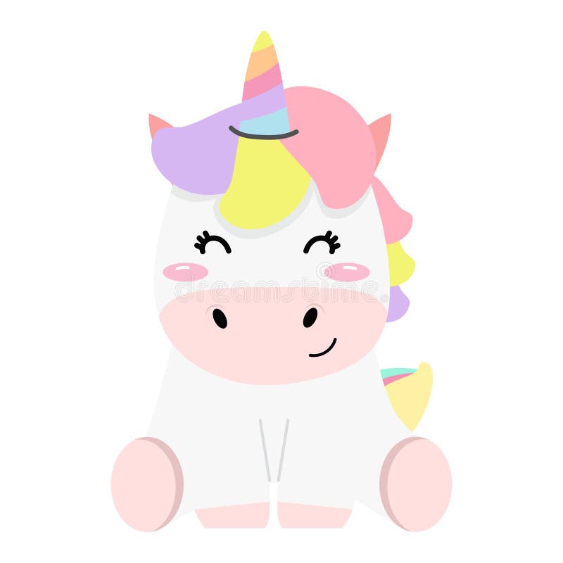 Cute Unicorn Happy Character Design Cartoon Stock Vector - Illustration ...