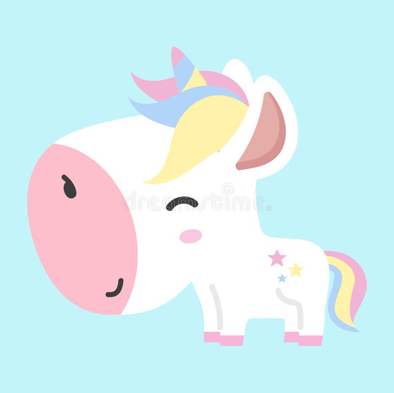 Cute Unicorn Mini Character Doodle Flat Stock Vector - Illustration of ...
