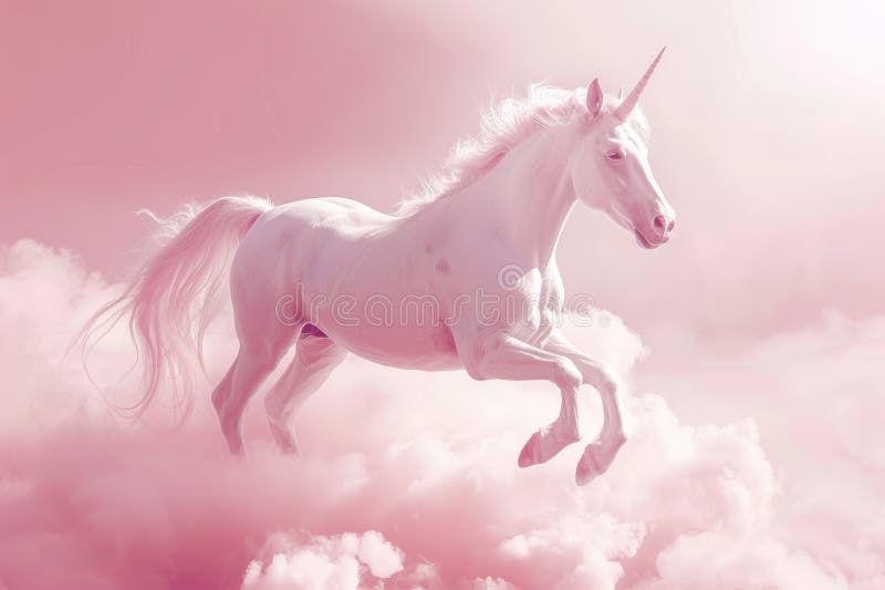 Cute Unicorn Pink and White Colours Stock Image - Image of majestic ...