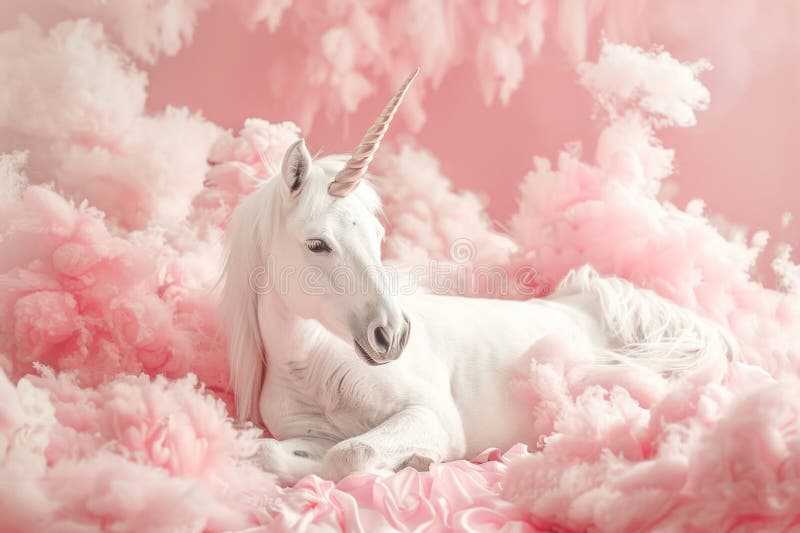 Cute Unicorn Pink and White Colours Stock Photo - Image of mystical ...