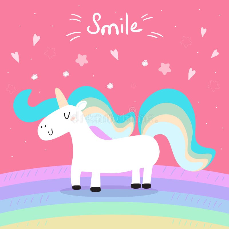 Cute Unicorn Print for Kids. Smile Card Stock Vector - Illustration of ...
