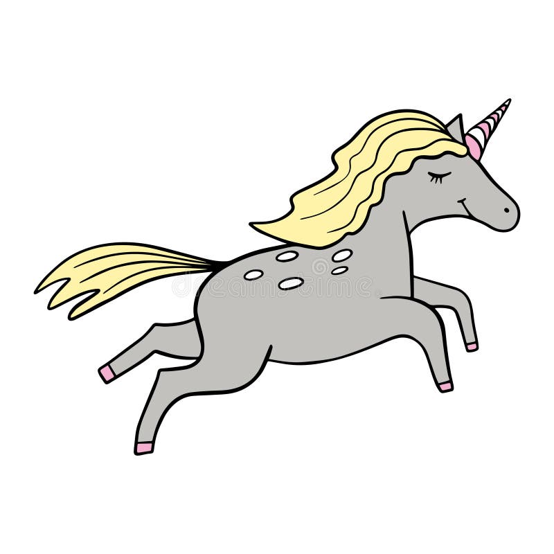 Cute Unicorn Simple Cartoon Vector. Simple Line Doodle Icon Isolated on ...