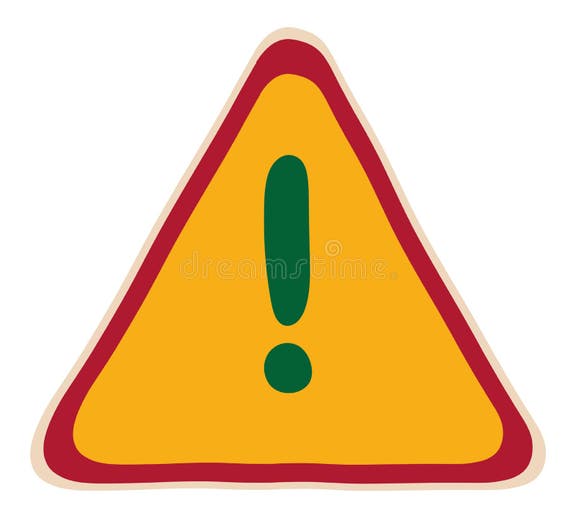 Cute and Unique Caution Icon with a Red Border, Hand Drawn Exclamation ...