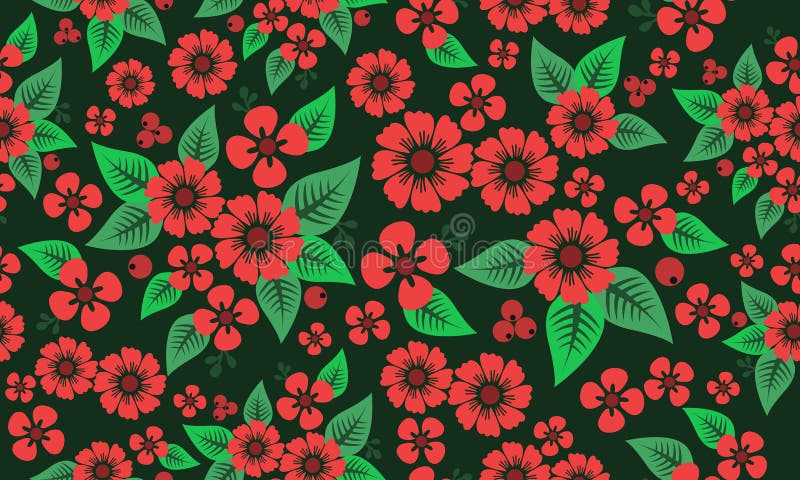 Cute and Unique Christmas Red Flower with Floral Pattern Art Stock ...