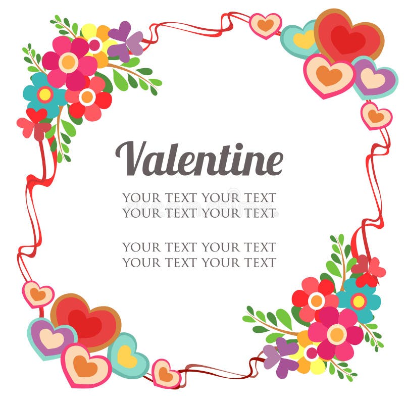 Cute Valentine Frame Theme with Shape Heart Stock Vector - Illustration ...