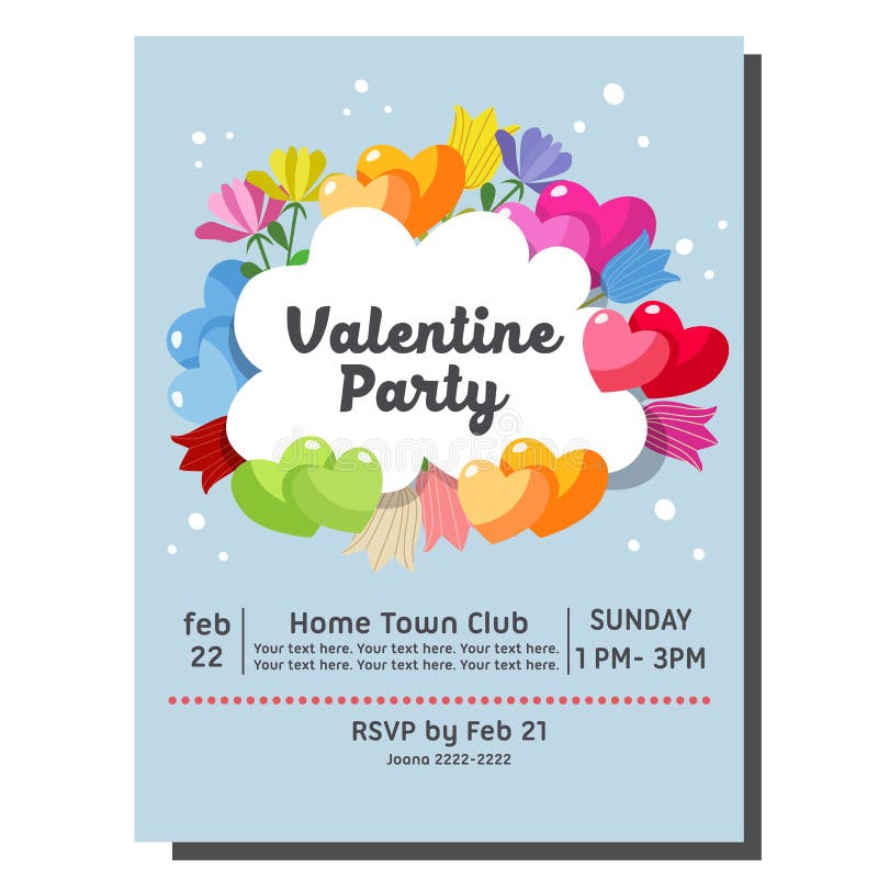 Cute Valentine Party Invitation Card Love Shape Stock Vector ...