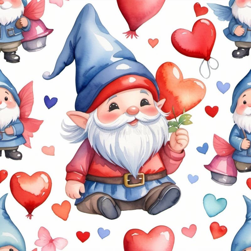 Cute Valentine S Gnome Heartwarming Cartoon Illustration Stock