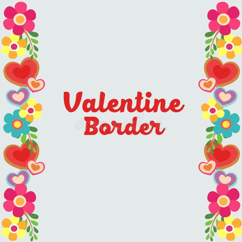 Cute Valentine Vertical Border with Heart Shape Stock Vector ...