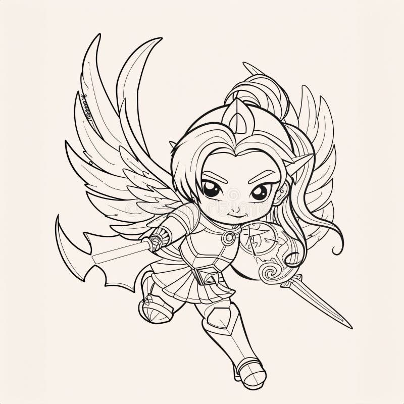 Cute Valkyrie - a Cartoon Character with Wings and Wings Stock ...