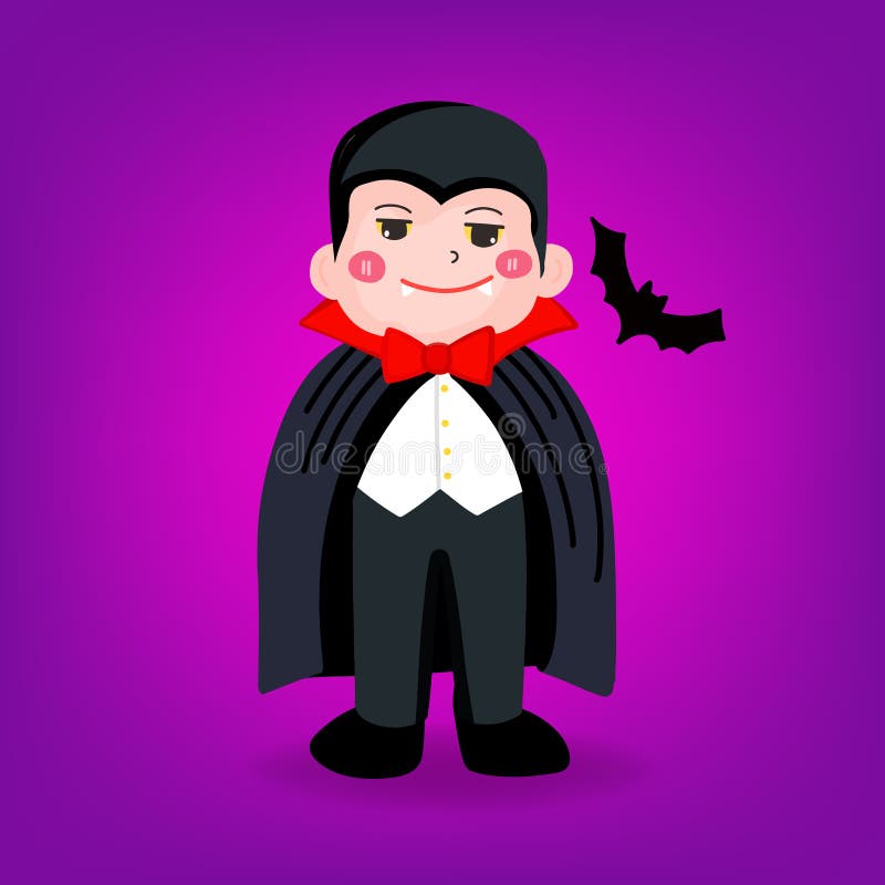 Cute Vampire with Bat, Halloween Character Stock Illustration ...