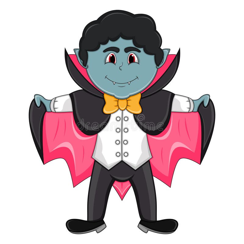Cute Vampire Cartoon with Smile Stock Vector - Illustration of fangs ...
