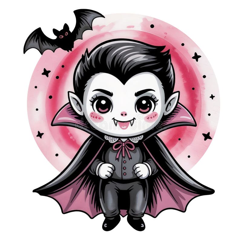 Cute Vampire Character on Halloween Stock Illustration - Illustration ...
