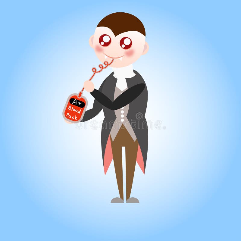 Cute vampire drinks blood stock illustration. Illustration of cartoon ...