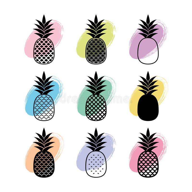Cute Vector Abstract Pineapple Design Element Set Stock Vector ...