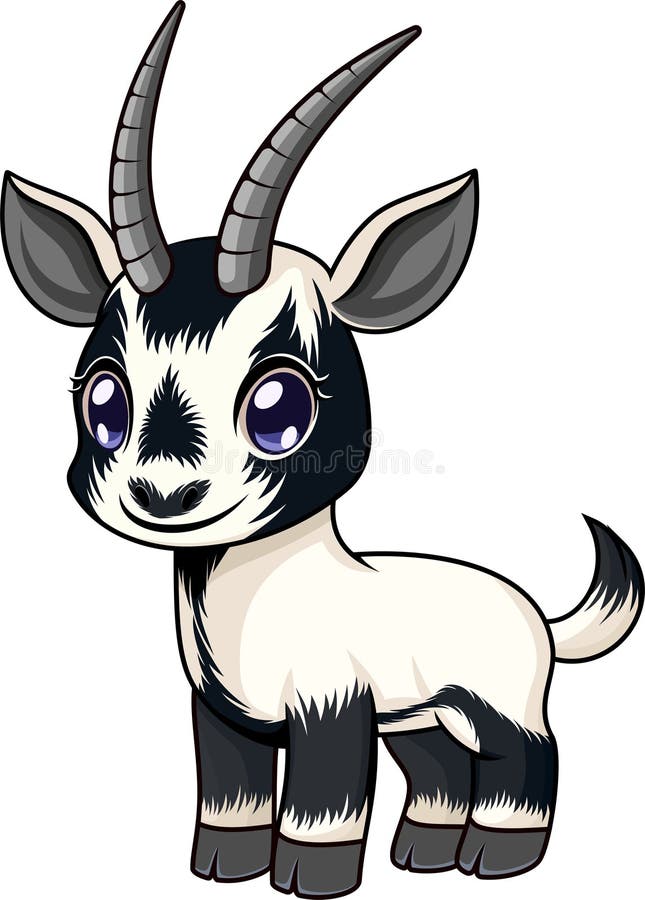 Cute Vector Cartoon Arabian Oryx Sticker Stock Vector - Illustration of ...