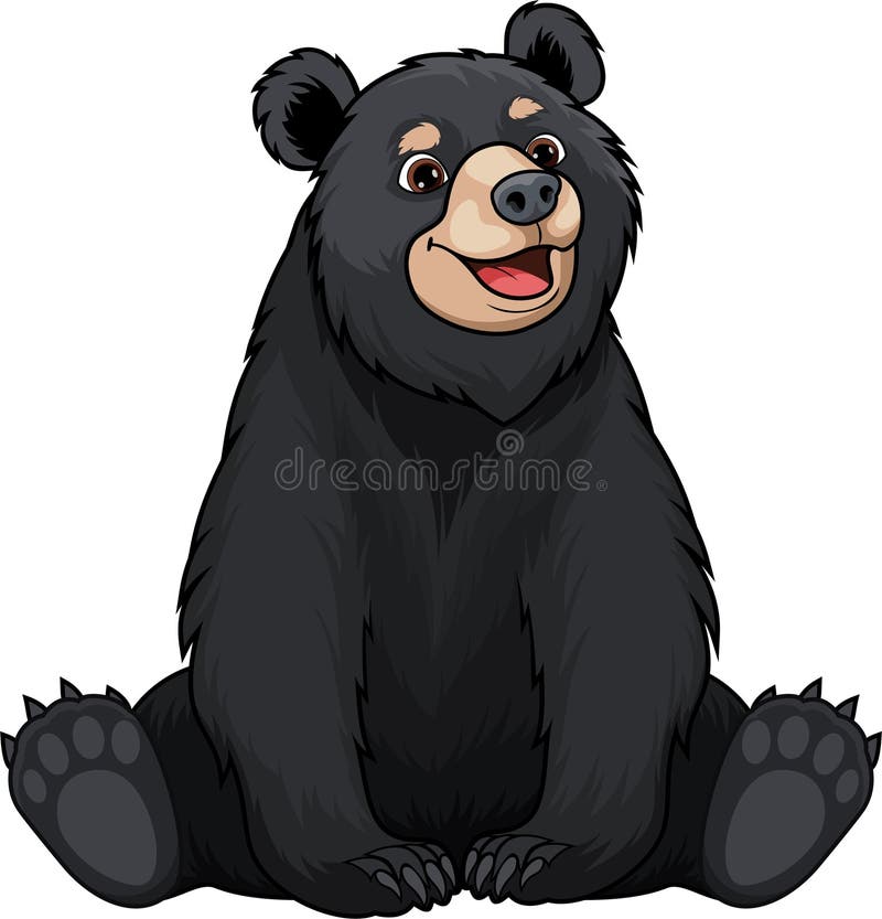 Cute Vector Cartoon Black Bear Sticker Stock Vector - Illustration of ...