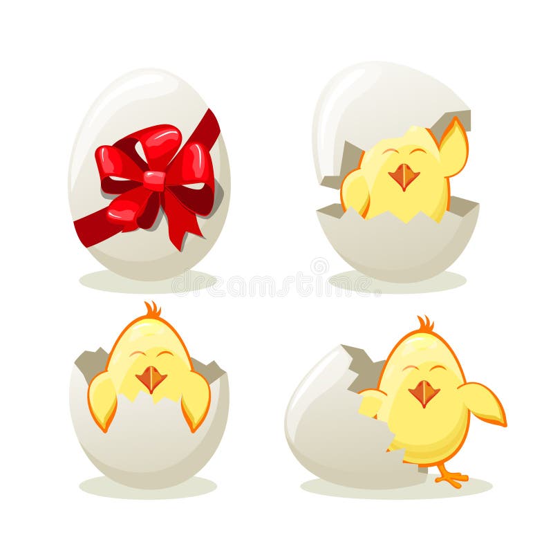 This Cute Vector Cartoon Illustration of the Process Baby Chicken ...