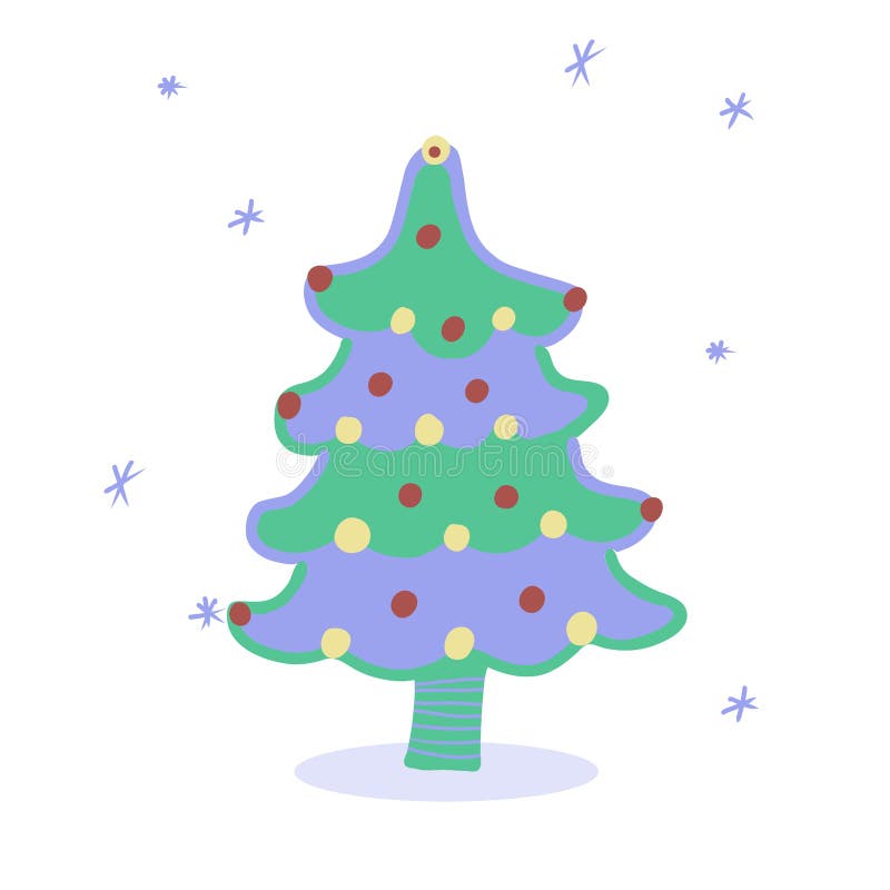 Cute Vector Christmas Tree. Festive Colorful Illustration Stock Vector ...