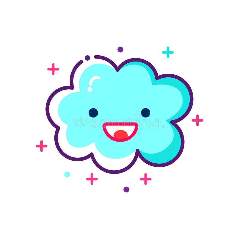 Cute Vector Cloud Icon. Funny, Smiling Cloud Icon Stock Vector ...