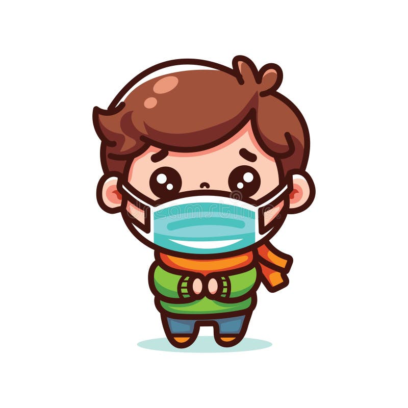 Cute Vector Design Illustration of a Sick Little Boy Stock Vector ...