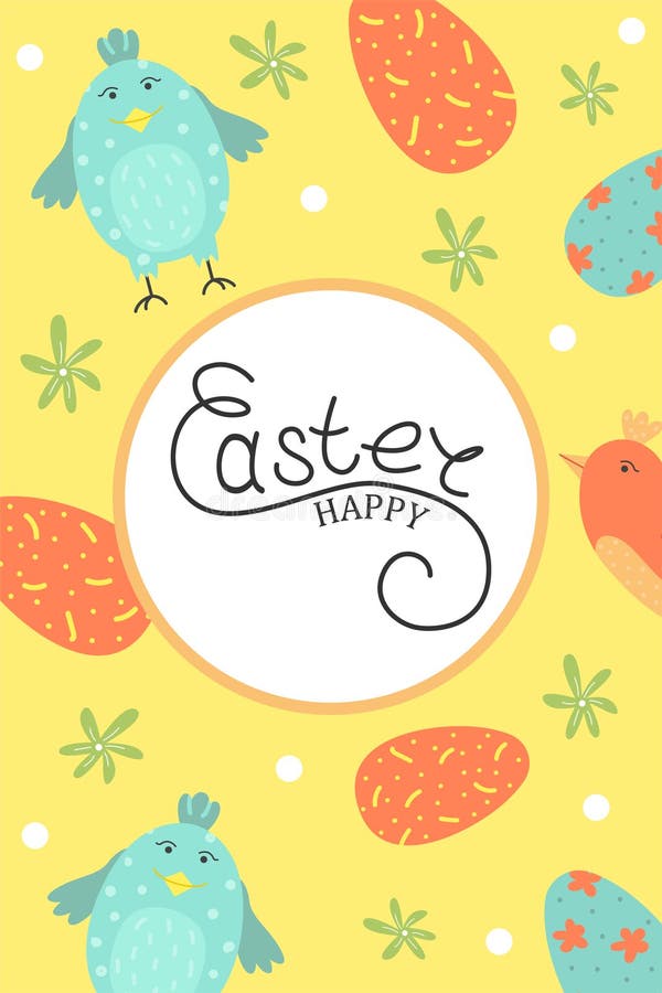 Cute Vector Easter Card. Easter Eggs, Spring Holiday Stock Vector ...