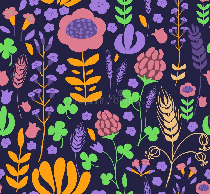 Cute Vector Floral Seamless Pattern Stock Vector - Illustration of ...