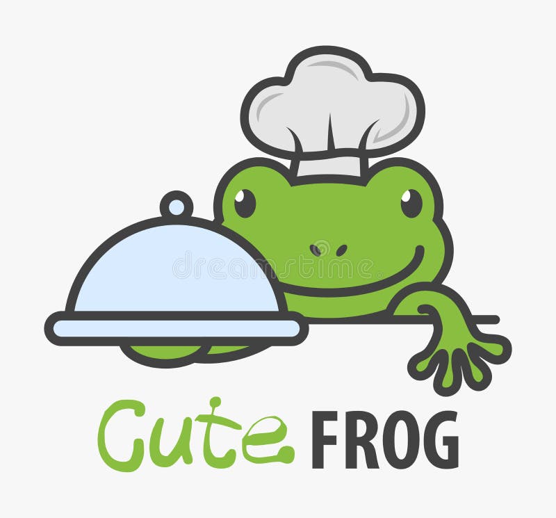 Cute Vector Frog Chef Serving Dish. Funny Toad Logo or Mascot Stock ...