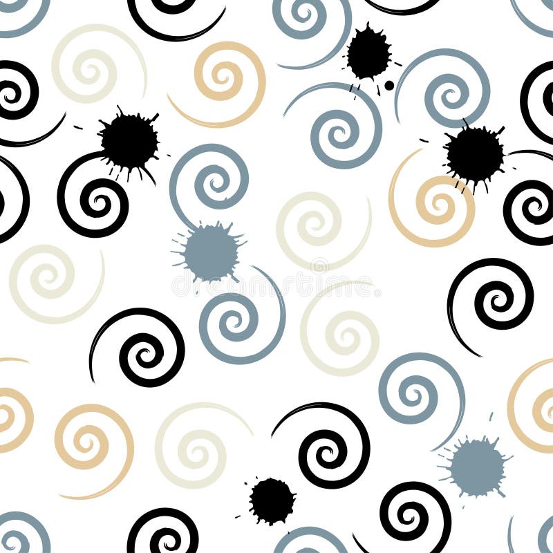 Cute Vector Geometric Seamless Pattern. Brush Strokes , Swirl and Blots ...
