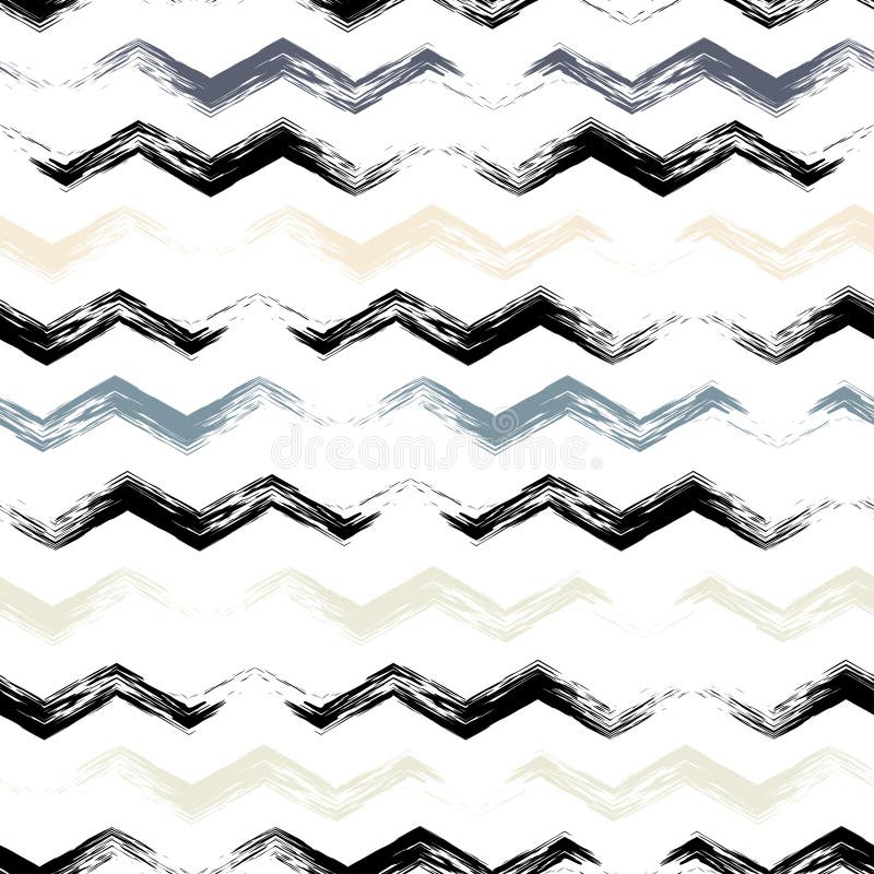 Cute Vector Geometric Seamless Pattern. Brush Strokes, Wavy Lines. Hand ...