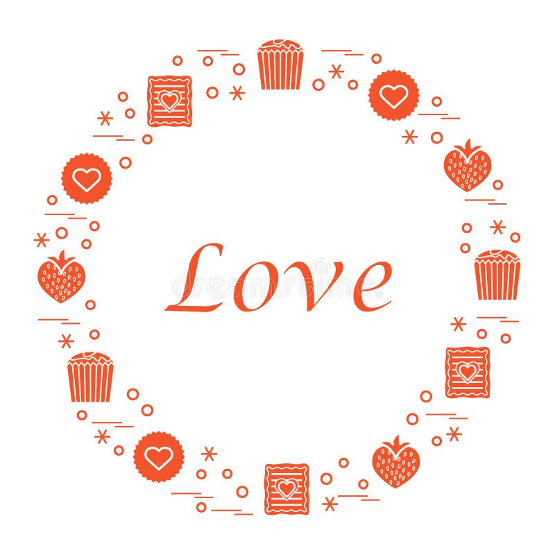 Cute Vector Illustration with Different Romantic Sweets Arranged Stock ...