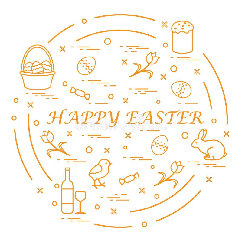 Cute Vector Illustration with Different Symbols for Easter Arranged in ...
