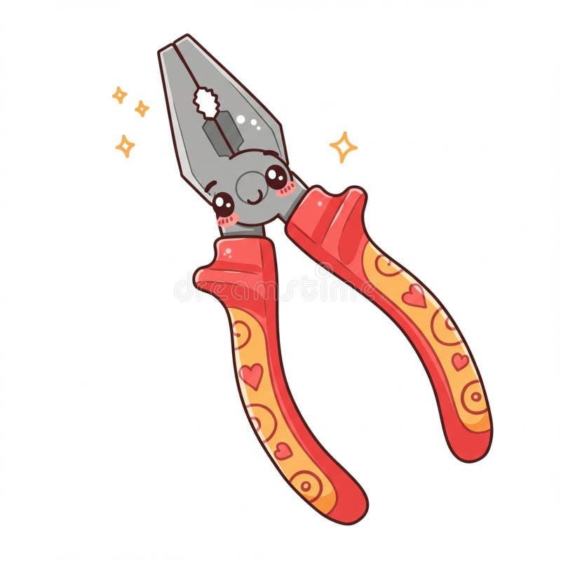 Cute Vector Illustration of Pliers with a Kawaii Face, Featuring Large ...