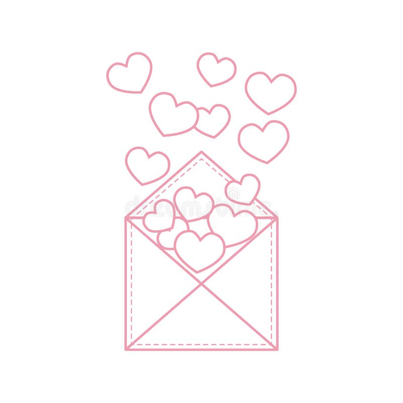 Cute Vector Illustration of Postal Envelope with Hearts. Stock Vector ...