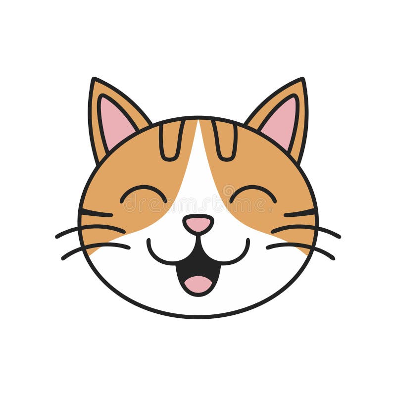 Cute Smiling Cat Face Vector Illustration for Kids Decorations and ...