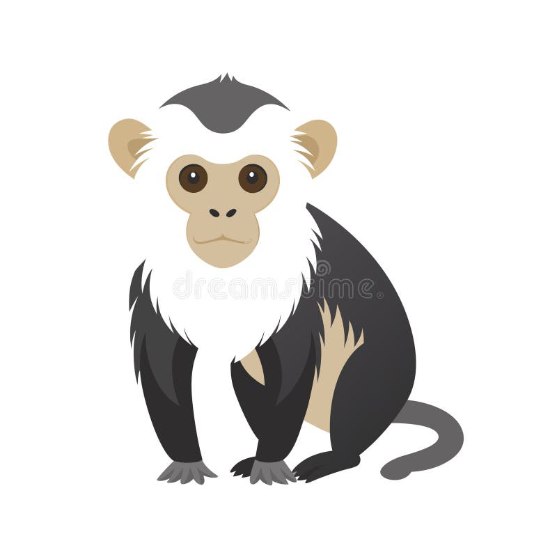 Cute Vector Monkey Character Illustration Sitting Down Front View Stock ...
