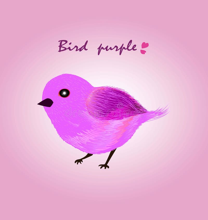 Cute Vector Purple Bird Round Stock Vector - Illustration of element ...