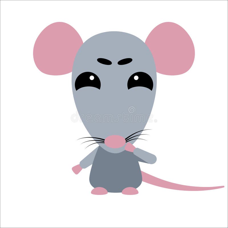 Cute Vector Rat. Rat Thinks. White Background. Flat Design. Vector ...