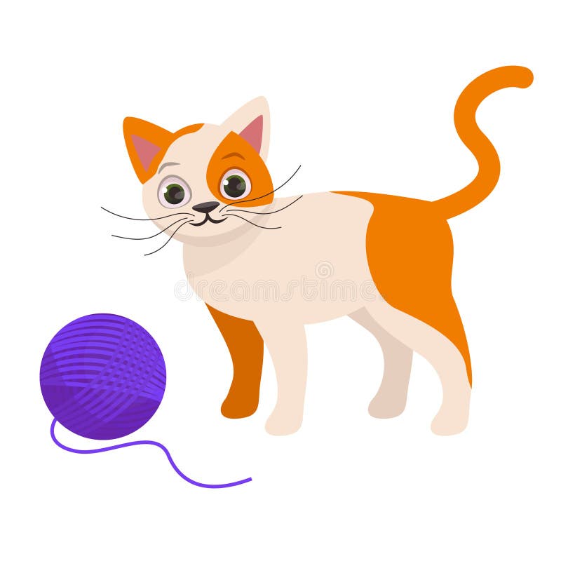 The Cute Ball Cat with a Heart Stock Image - Illustration of adorable ...
