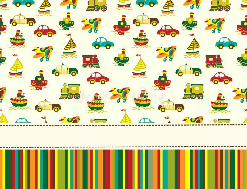 Cute Vector Seamless Baby Background. Cartoon Children Pattern. Stock ...