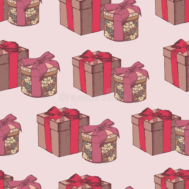 Cute Vector Seamless Pattern with Gift Boxes Stock Vector ...