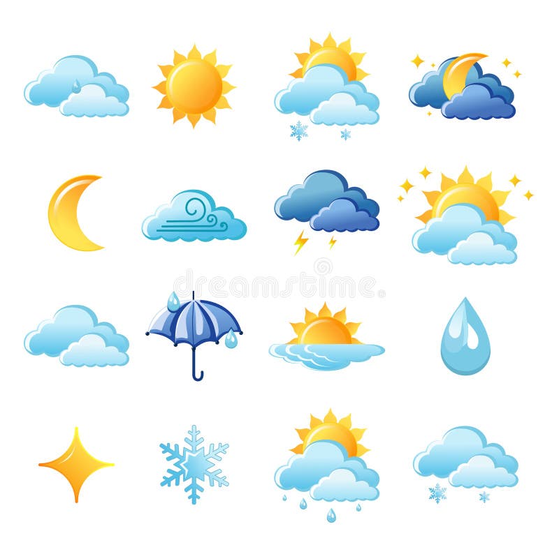 Vector Set of Weather App Icon with Cloud, Sun, Moon, and Star ...