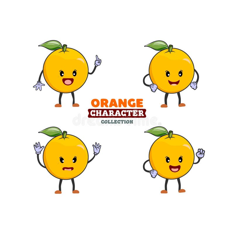 Orange Characters in Different Expressions Stock Vector - Illustration ...