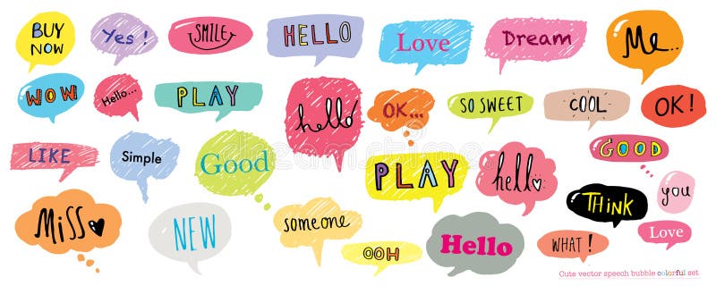 Cute Vector Speech Bubble Colorful Set Stock Vector - Illustration of ... Cute Vector Speech Bubble Colorful Set Stock Vector - Illustration of ...