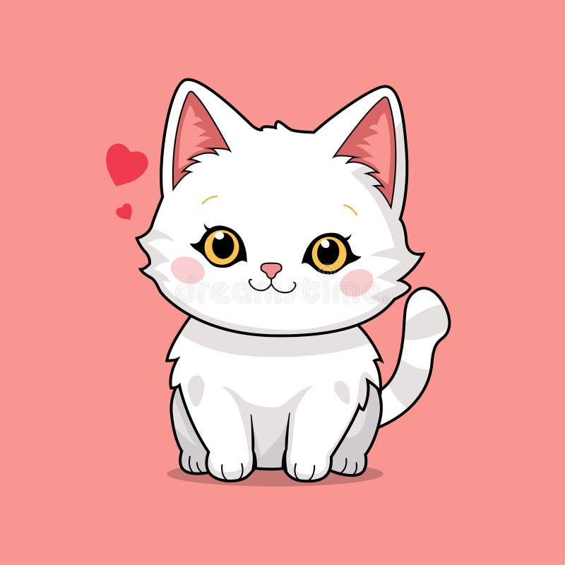 Cute Vector Sweet Eyed Kitten Cartoon Character Stock Vector ...