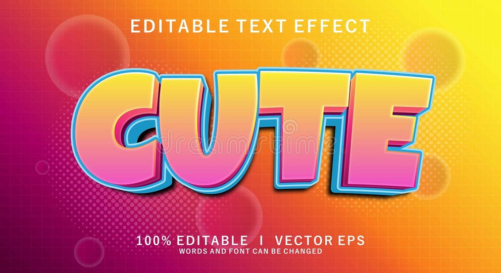 Cute Vector Text Effect with Modern Style Design Stock Vector ...