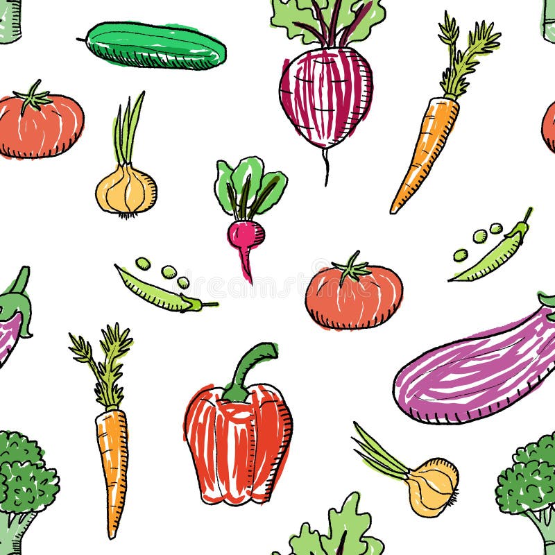 Cute vegetables doodle stock vector. Illustration of icons - 154504979