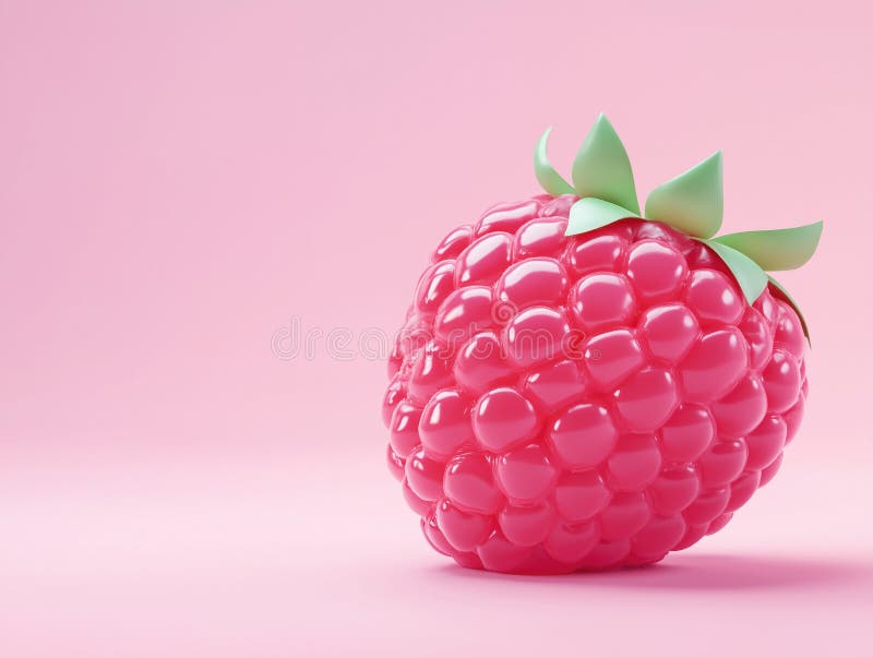 A Cute, Vibrant 3D Pink Raspberry Model Set Against a Soft Pink ...