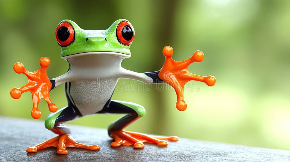 Cute, Vibrant Tree Frog, Welcoming Pose Stock Illustration ...