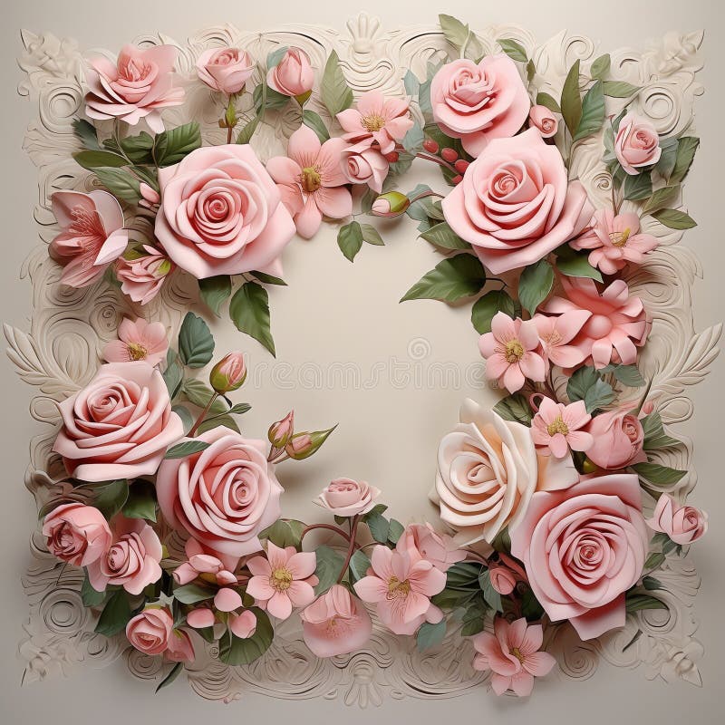 Cute Victorian Roses Floral Frame Watercolor Stock Illustration ...