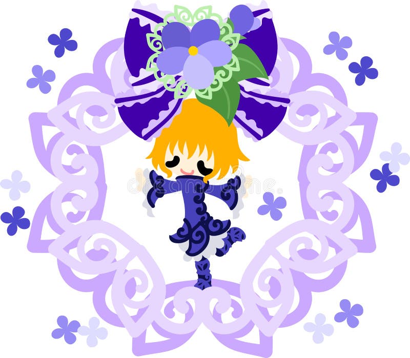 Cute violet girl stock vector. Illustration of pretty - 86414330